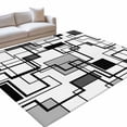 Abstract Color Block Area Rug, Black Gray Rectangular Geometric Modern ...