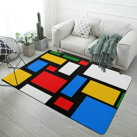 Abstract Color Block Area Rugs Carpet Suitable for Living Room Kitchen ...