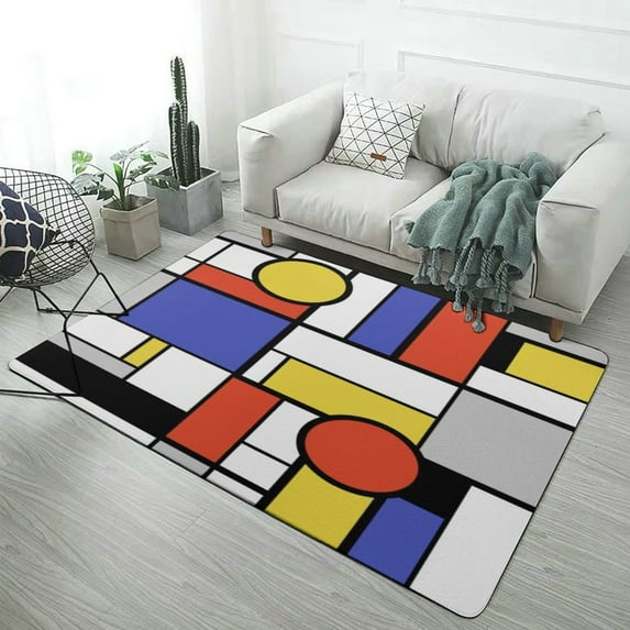 Abstract Color Block Area Rugs Carpet Suitable for Living Room Kitchen ...