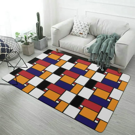 Abstract Color Block Area Rugs Carpet Suitable for Living Room Kitchen ...