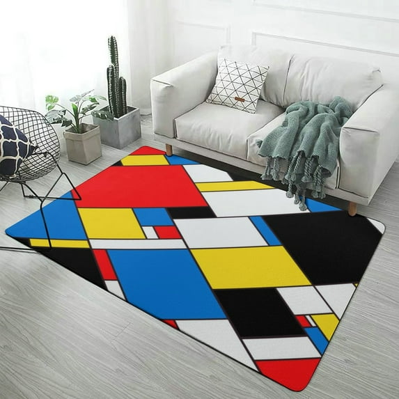 Abstract Color Block Area Rugs Carpet Suitable for Living Room Kitchen ...
