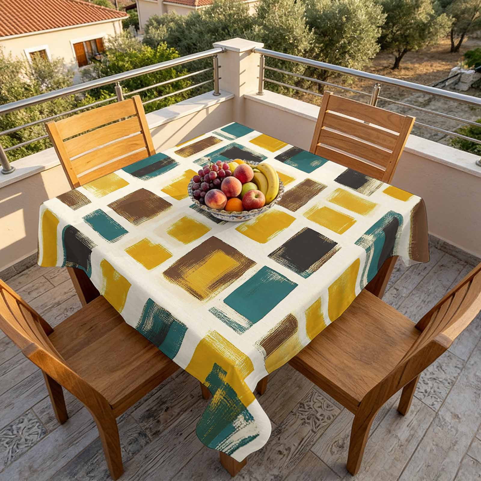 Abstract Color Block Art Table Cloth 60x60in, Waterproof Square ...
