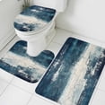 Abstract Color Block Bathroom Rugs Set Gradient Navy White Minimalist ...