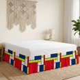 Abstract Color Block Bed Skirt 18 Inch Drop, Yellow Red Blue ...