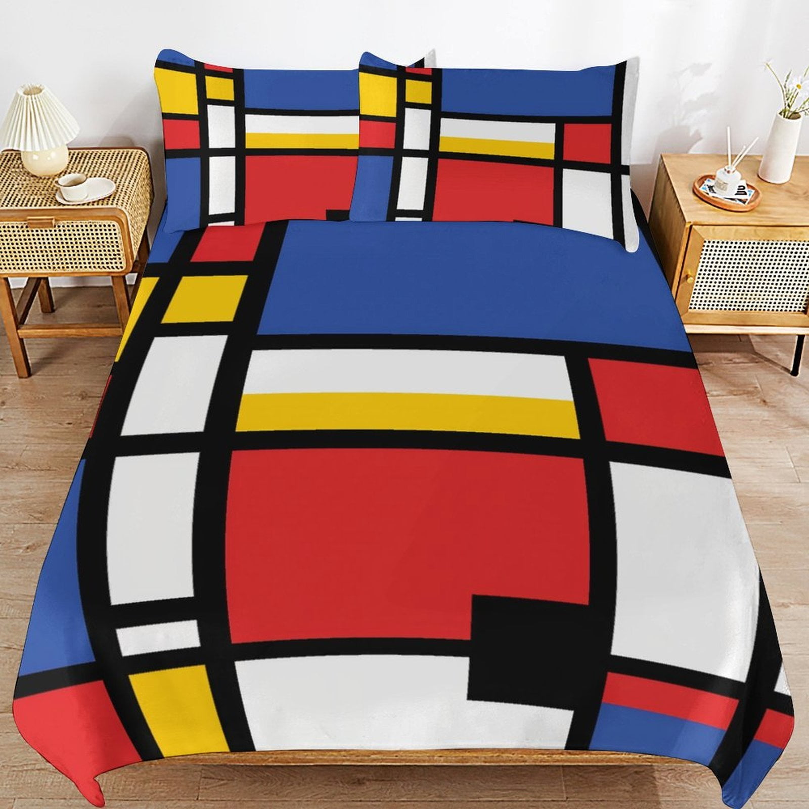Abstract Color Block Bedding Set Couple Bedclothes Pillowcase Home ...
