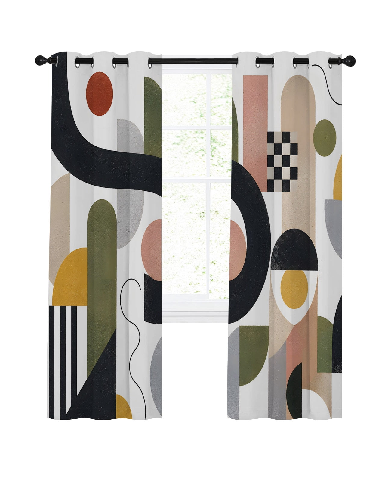 Abstract Color Block Blackout Curtains for Bedroom Living Room, Modern ...