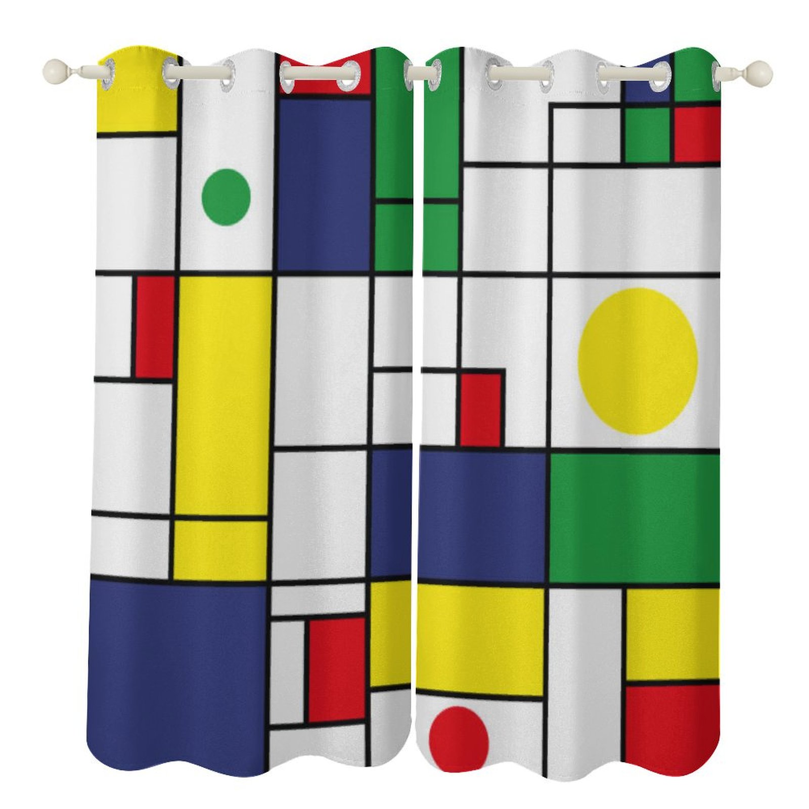 Abstract Color Block Blackout Window Curtains for Bedroom Living Room ...