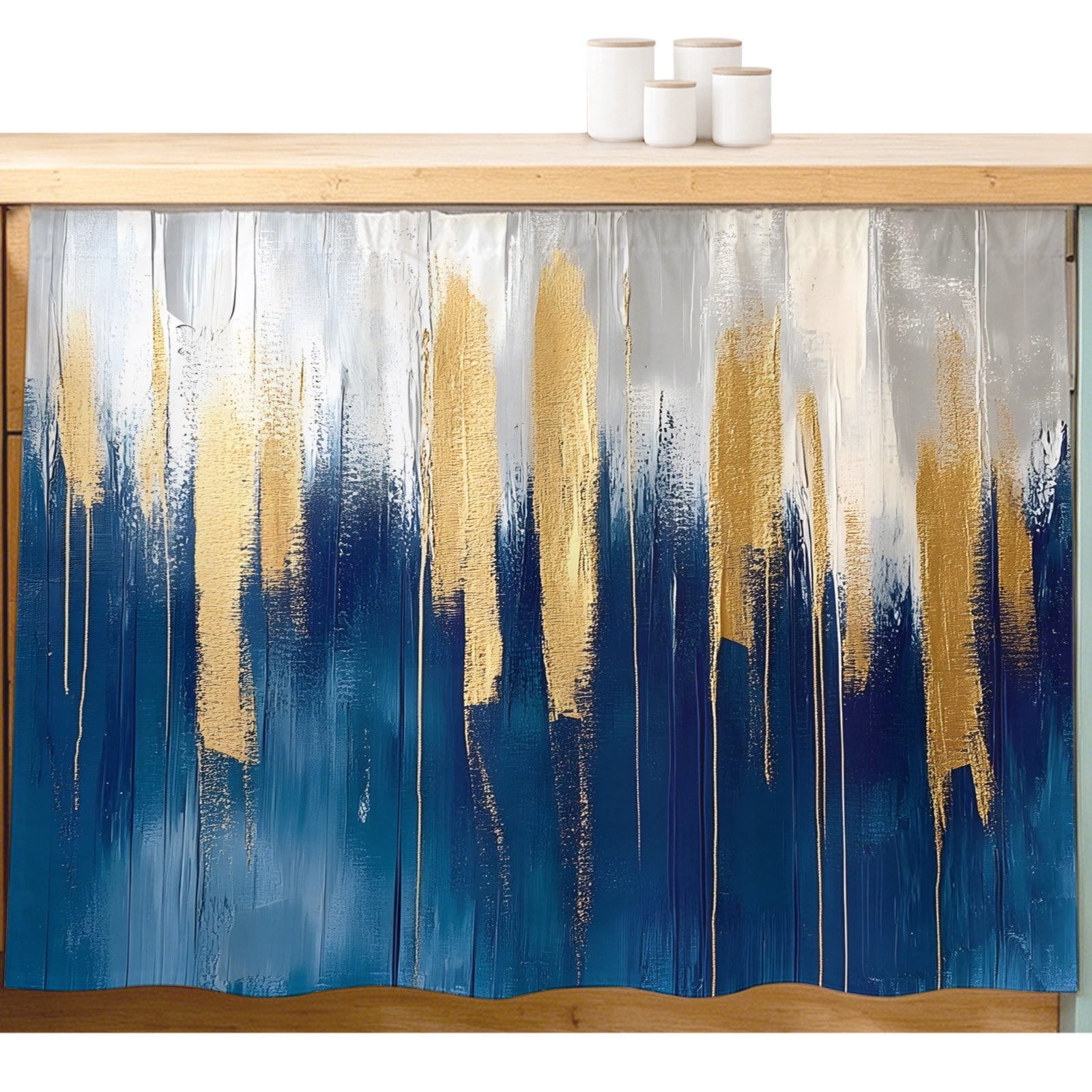Abstract Color Block Cabinet Curtains Navy Block Impressionist Style ...