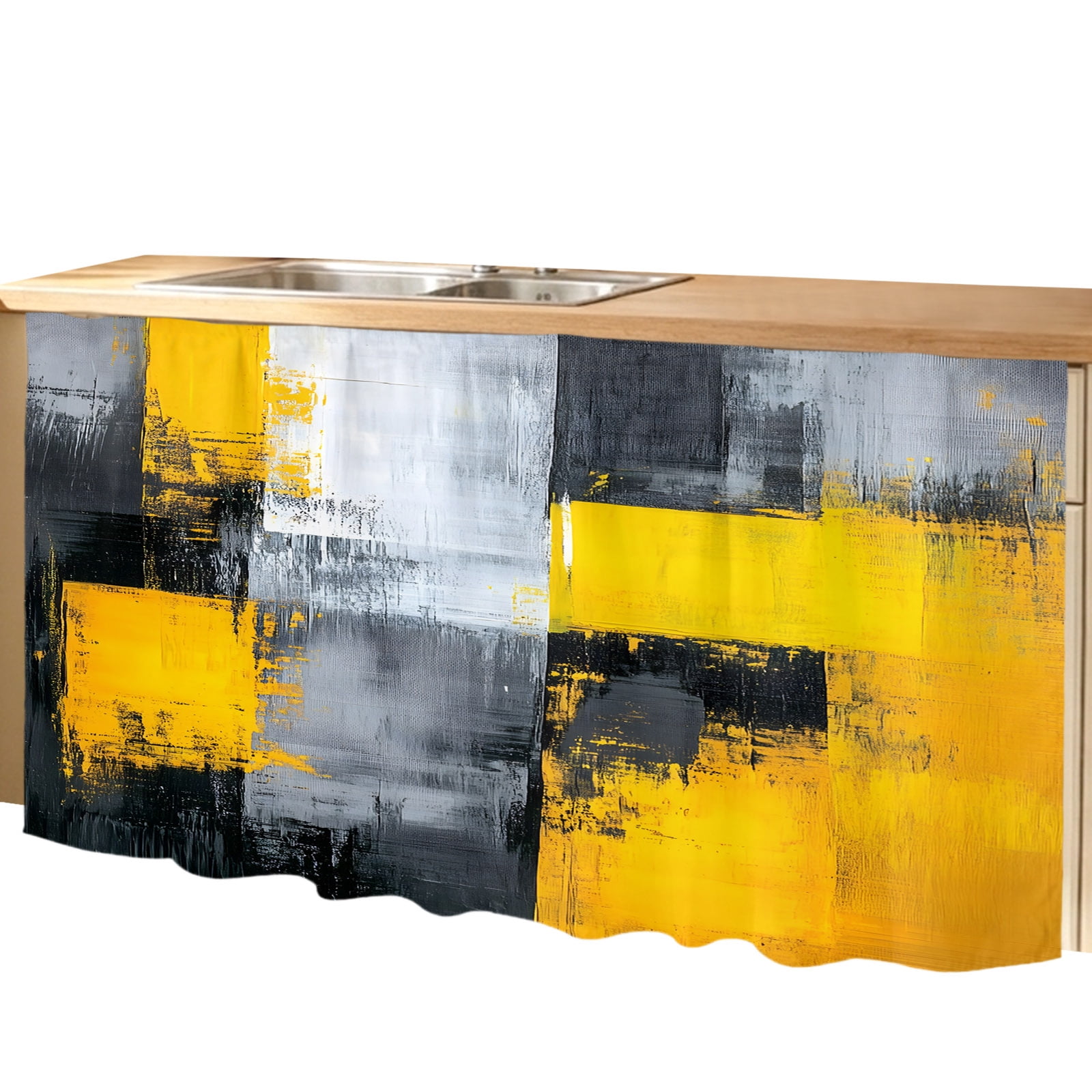 Abstract Color Block Cabinet Curtains Yellow Block Gradient Gray Modern ...