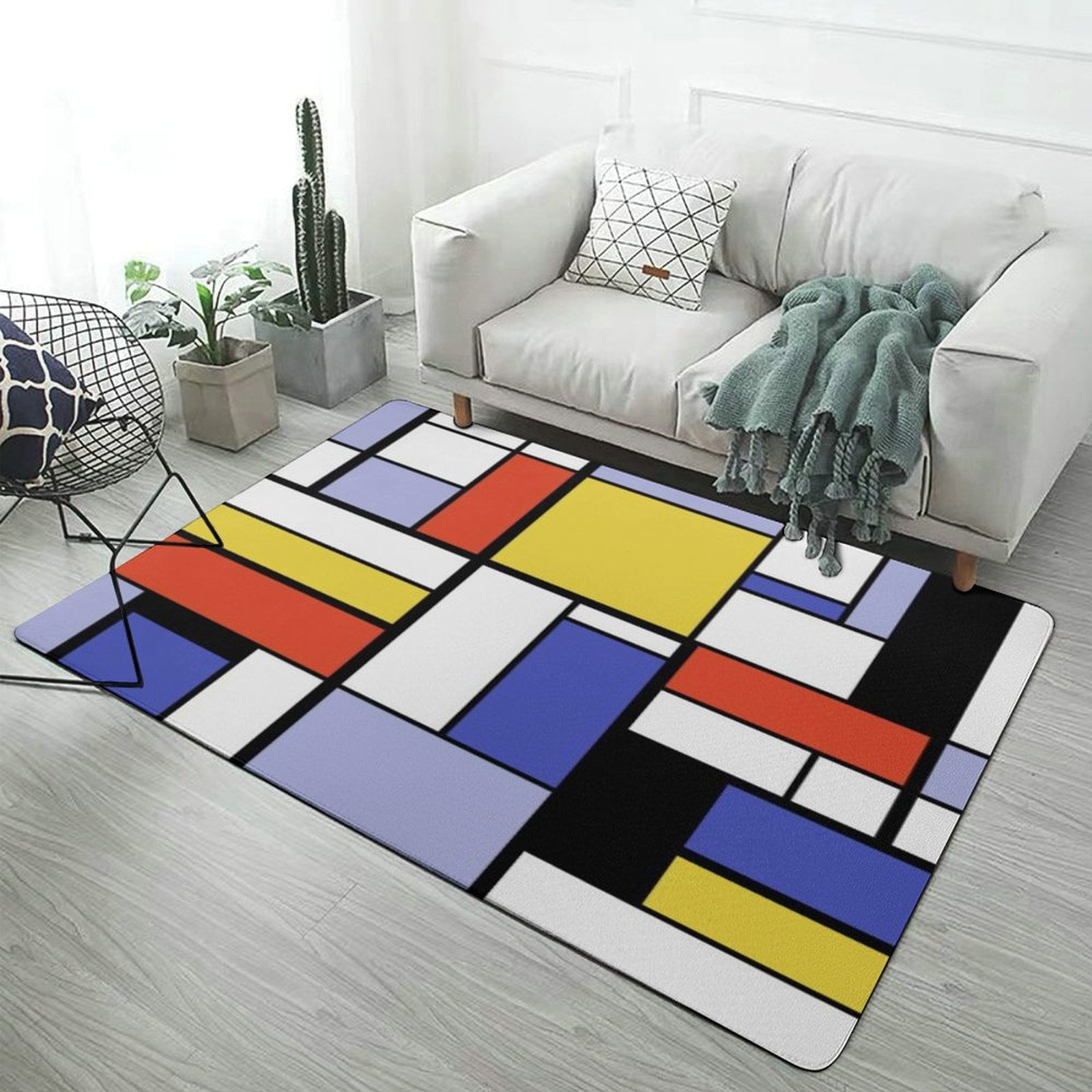 Abstract Color Block Carpet Style Living Room Bedroom Rug Modern 3d ...