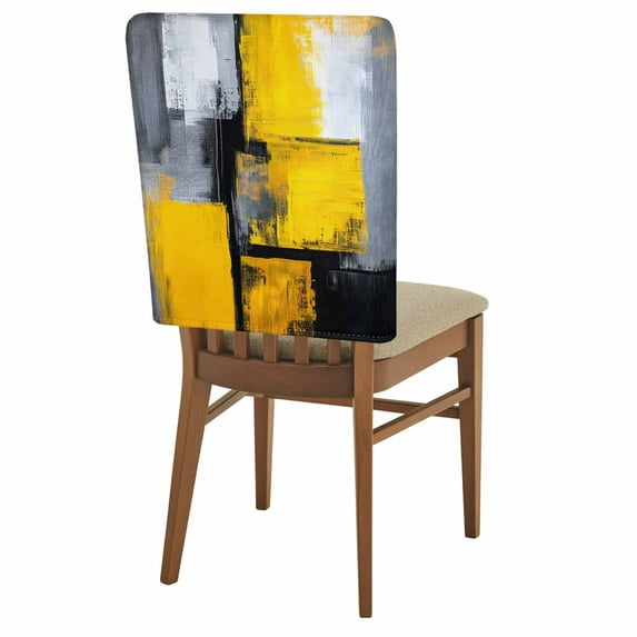 Abstract Color Block Chair Back Covers Set of 1, Yellow Block Modern ...
