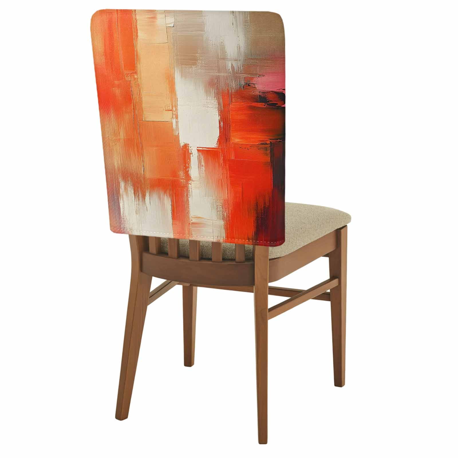 Abstract Color Block Chair Back Covers Set of 4, Orange Block Oil ...