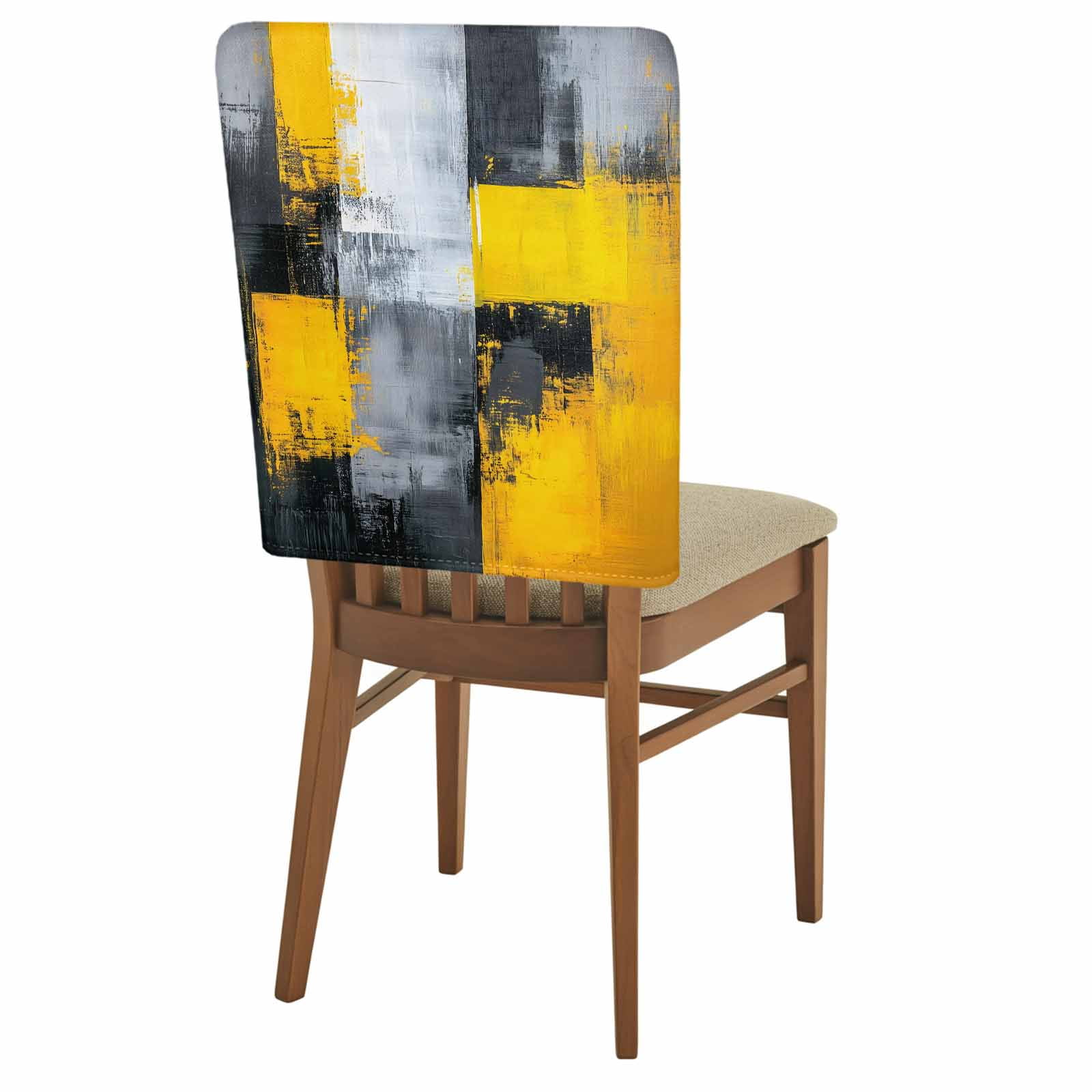 Abstract Color Block Chair Back Covers Set of 6, Yellow Block Gradient ...