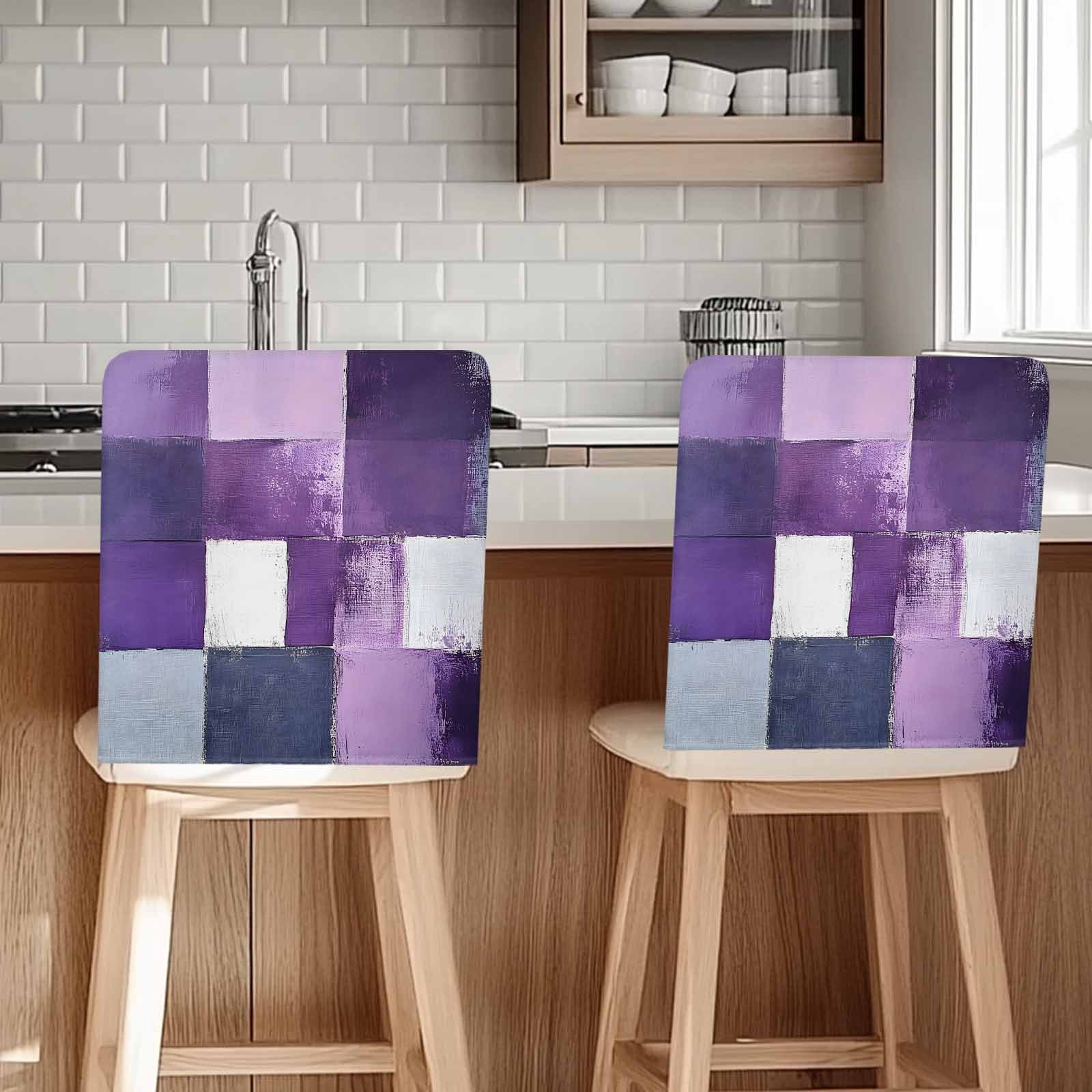 Abstract Color Block Chair Covers Set of 8 Dark Purple Block Oil ...