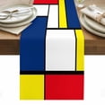 Abstract Color Block Cotton Linen Table Runner Yellow Red Blue ...