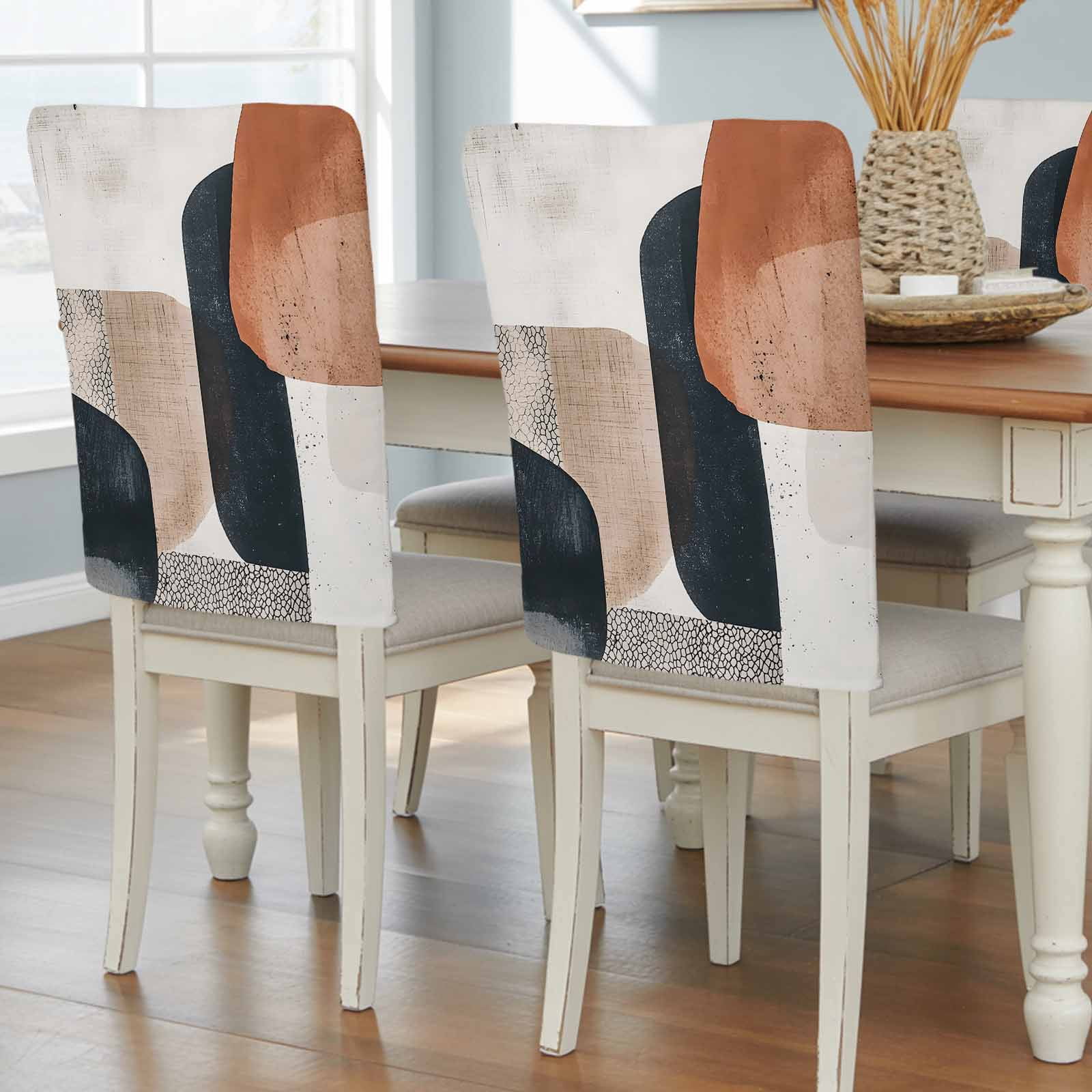 Abstract Color Block Dining Chair Back Cover Only, Modern Boho Set of 6 ...