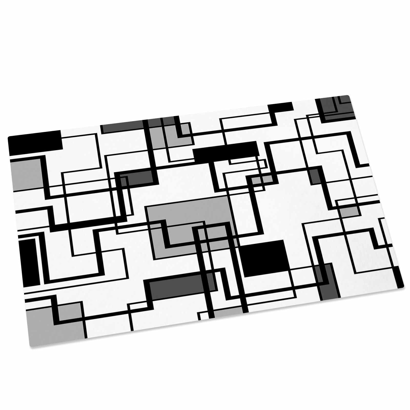 Abstract Color Block Door Mat 20x31.5 Inch Black Gray Rectangular ...