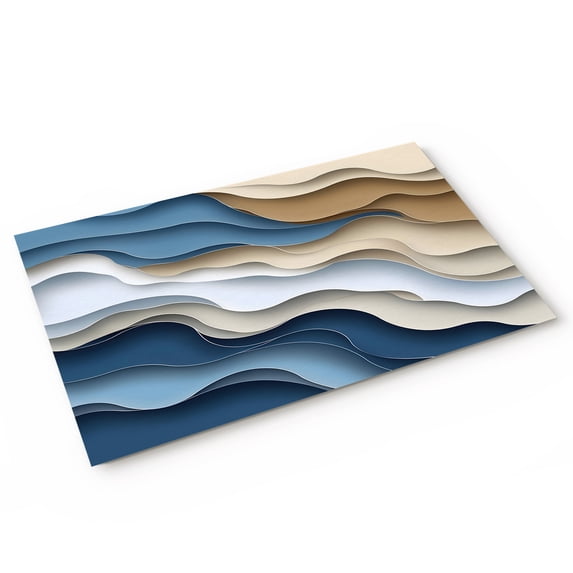 Abstract Color Block Door Mat Beige Blue Curves Modernism Non Slip ...