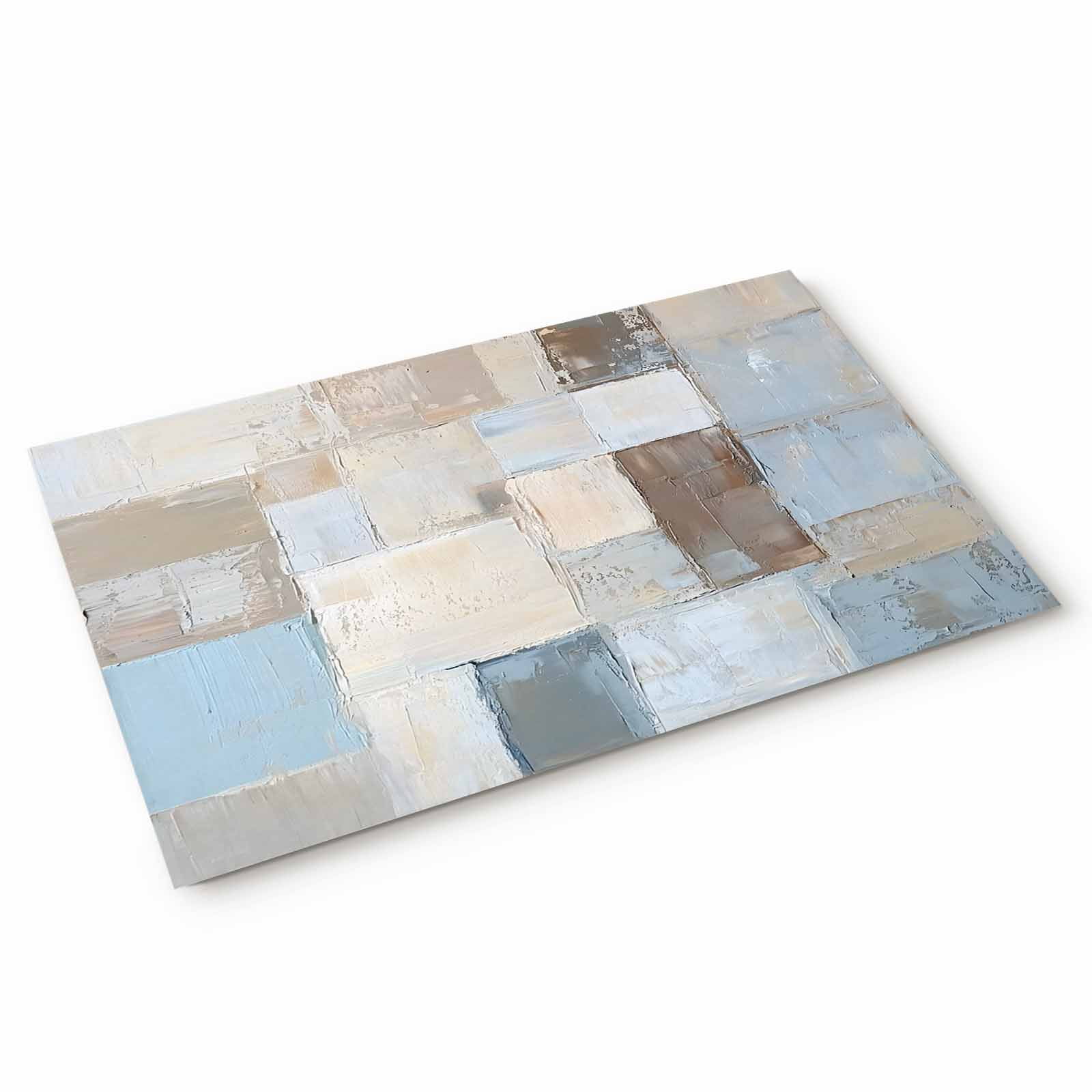 Abstract Color Block Door Mat Beige Brown Geometric Oil Painting Art ...