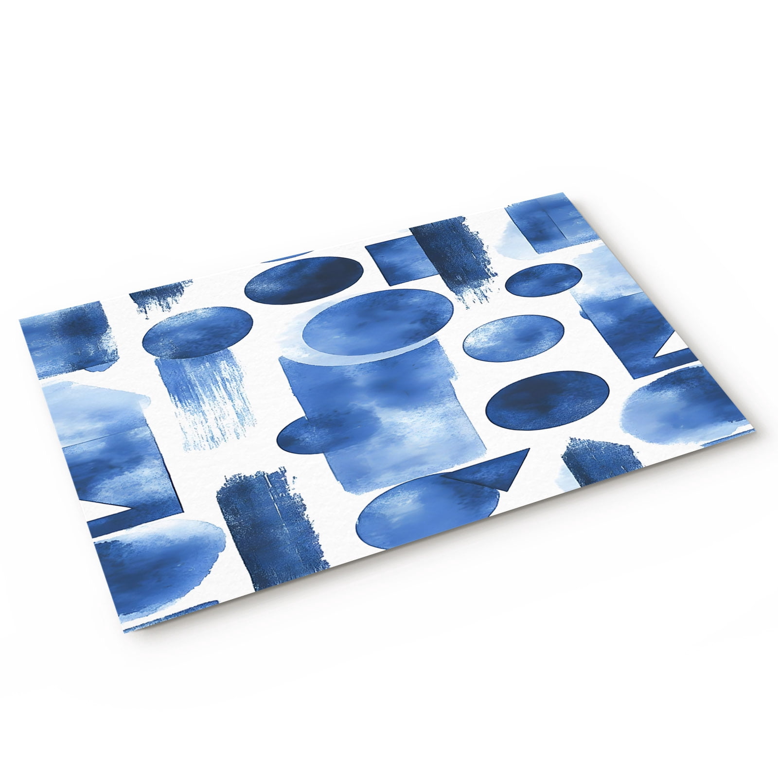 Abstract Color Block Door Mat Blue White Geometric Modern Art Non Slip ...