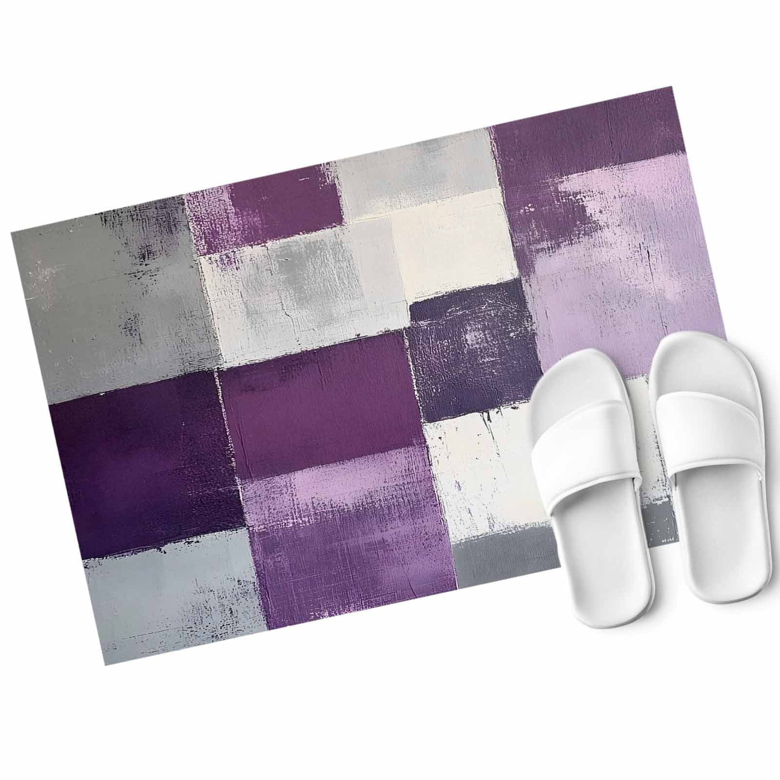 Abstract Color Block Door Mat Purple Block Oil Painting Gradient Gray ...