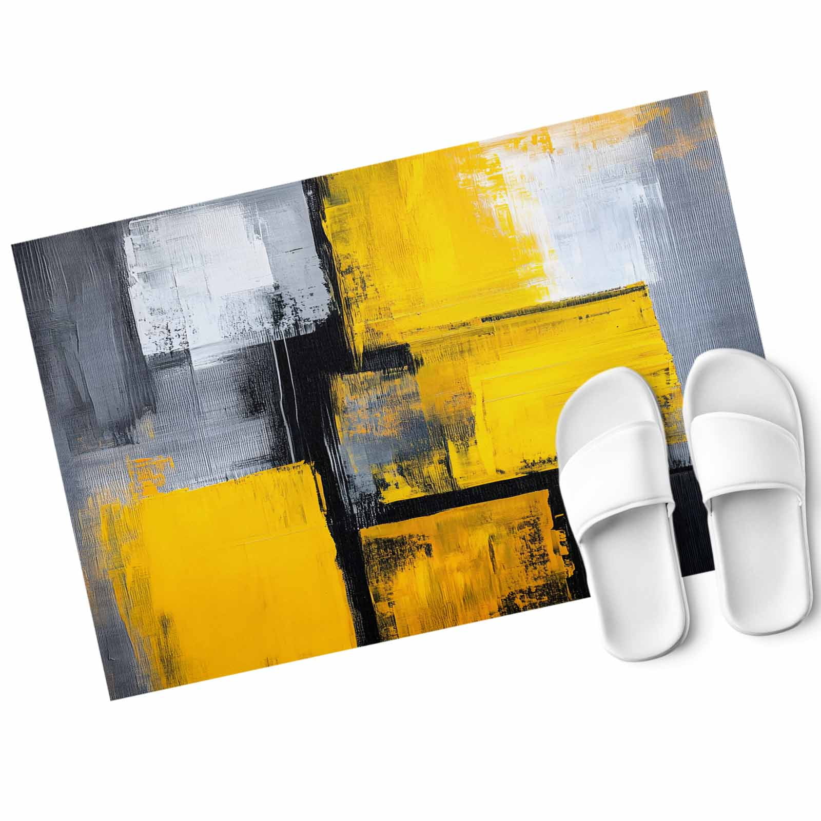 Abstract Color Block Door Mat Yellow Block Modern Gradient Black Non ...