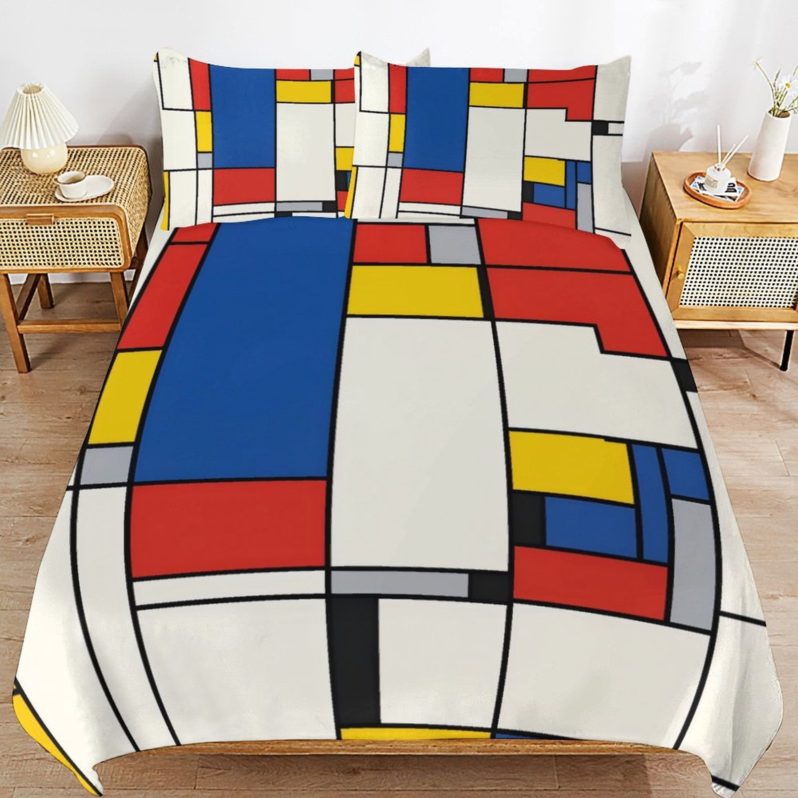 Abstract Color Block Duvet Cover 3pcs Set Themed Multicolor Polyester ...