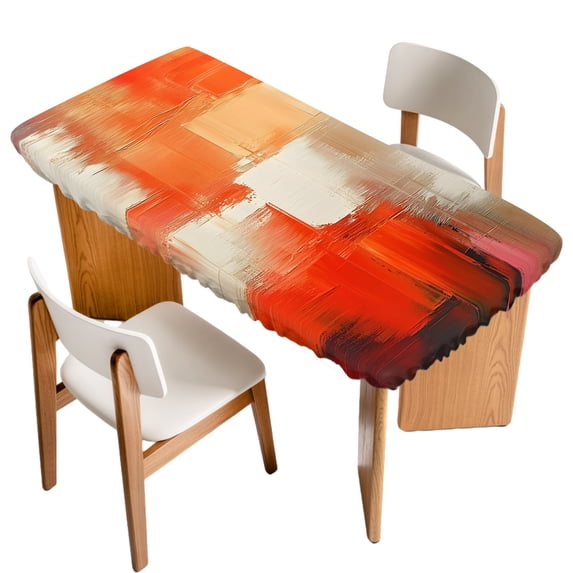 Abstract Color Block Fitted Rectangle Tablecloth 24" x 36" Orange Block ...