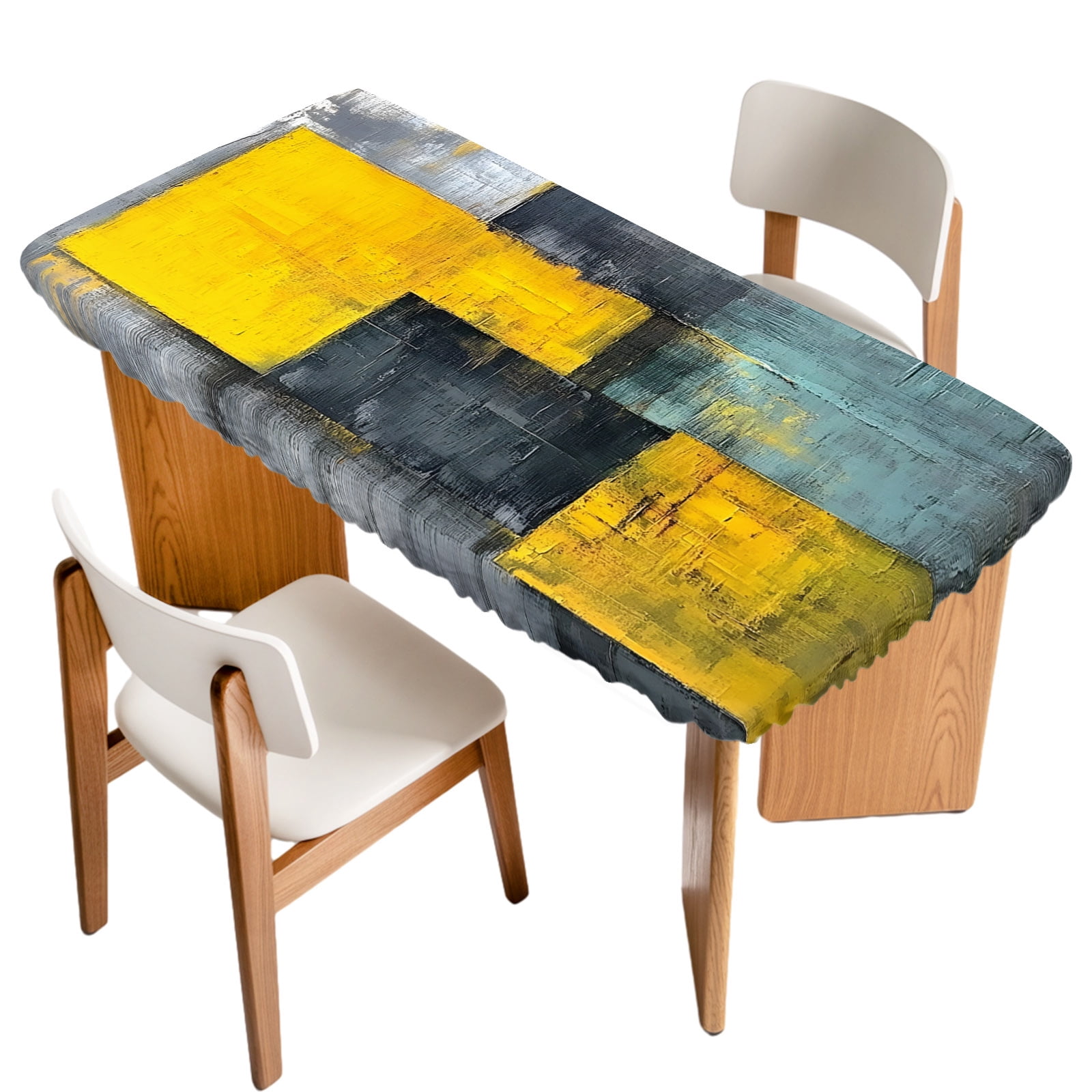 Abstract Color Block Fitted Rectangle Tablecloth 24" x 50" Yellow Block ...
