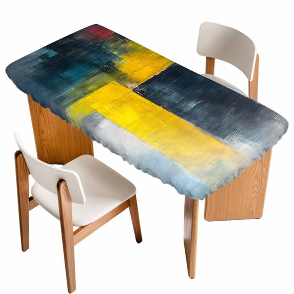 Abstract Color Block Fitted Rectangle Tablecloth 32" x 72" Yellow Block ...