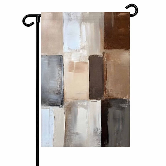 Abstract Color Block Garden Flag 28x40 Inch Brown Geometric Oil ...