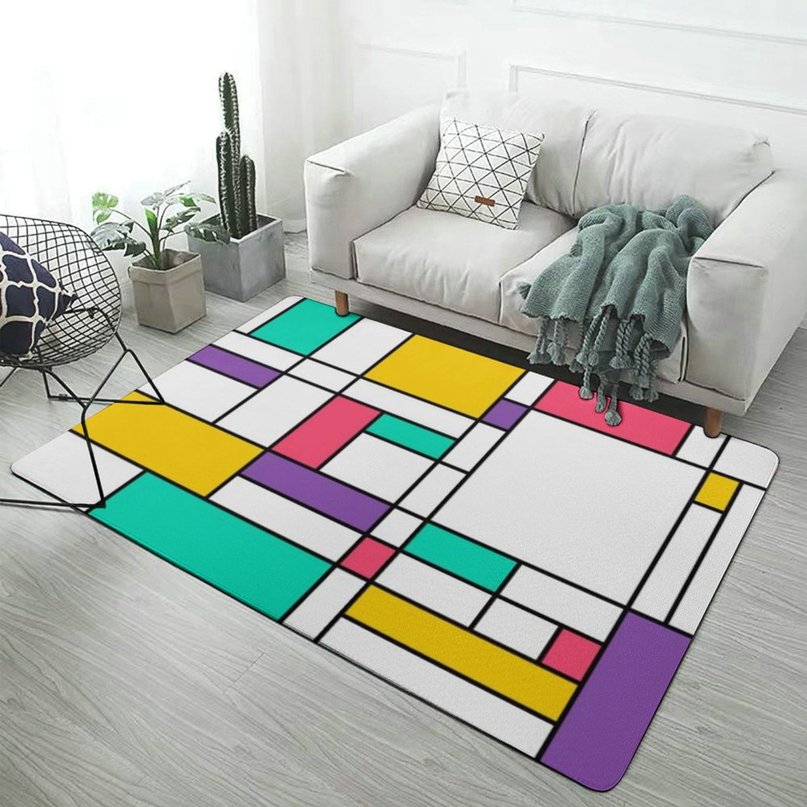 Abstract Color Block Home Decor Living Room Carpet Non-slip Hotel Lobby ...