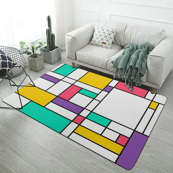 Abstract Color Block Home Decor Living Room Carpet Non-slip Hotel Lobby ...