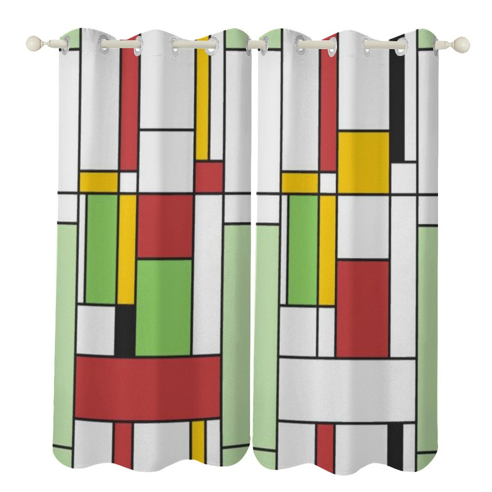 Abstract Color Block Luxury Window Curtains Blinds for Living Room Kids ...