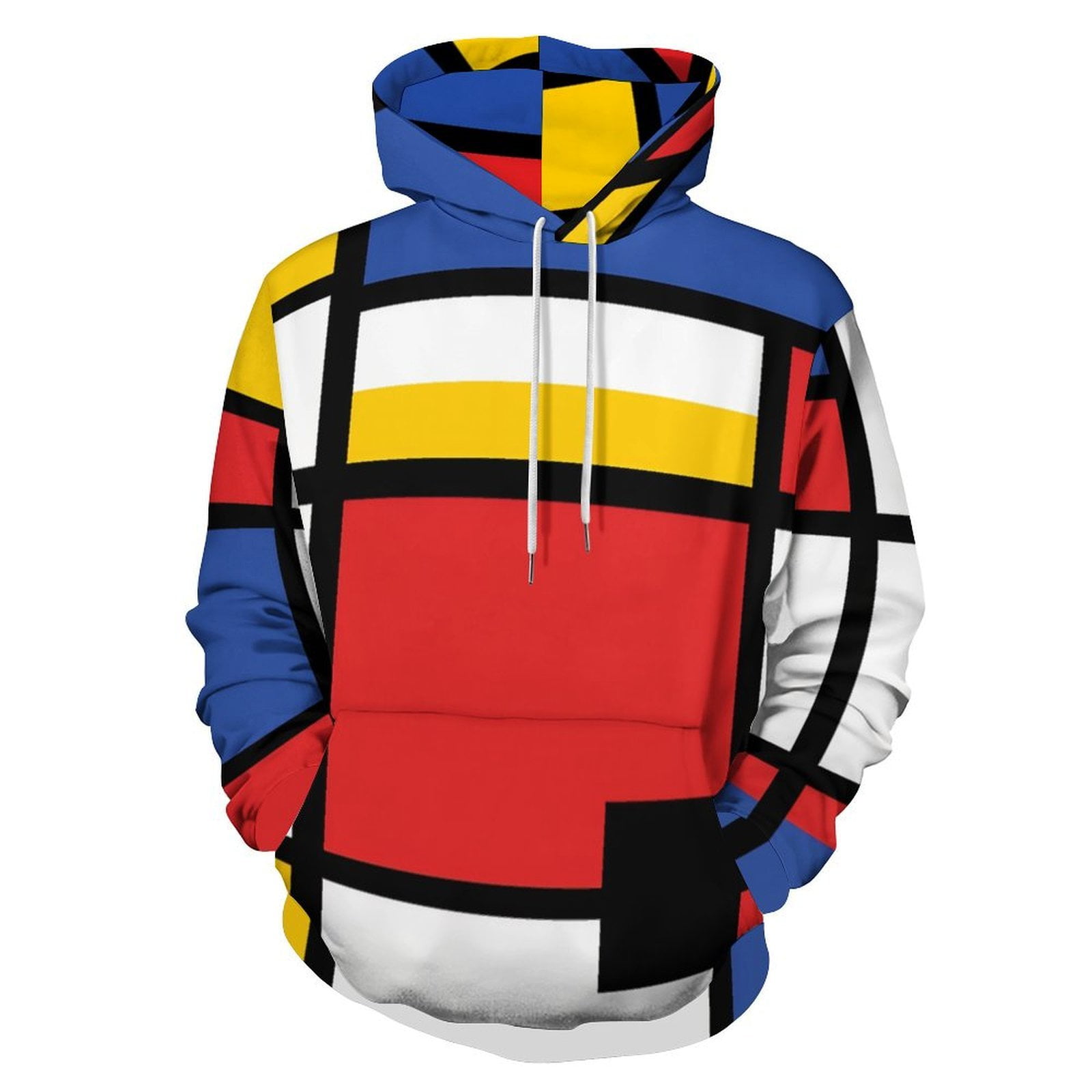 Abstract Color Block Men's Women Vintage 3D Hooded Sweatshirt - All ...