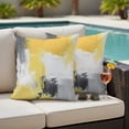 Abstract Color Block Outdoor Throw Pillow Covers Set of 2, Yellow Gery ...