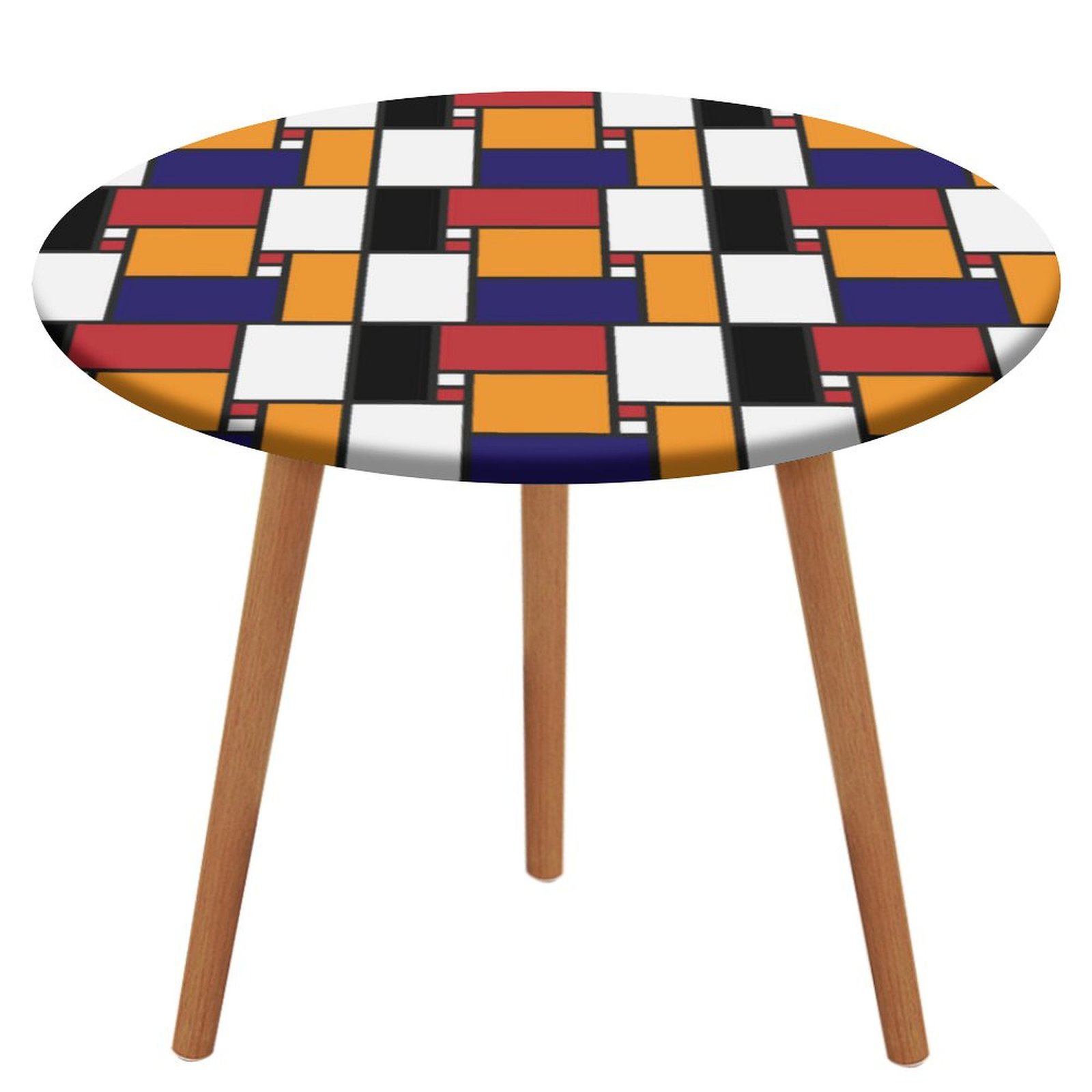 Abstract Color Block Pattern Round Tablecloth Waterproof Elastic Table ...
