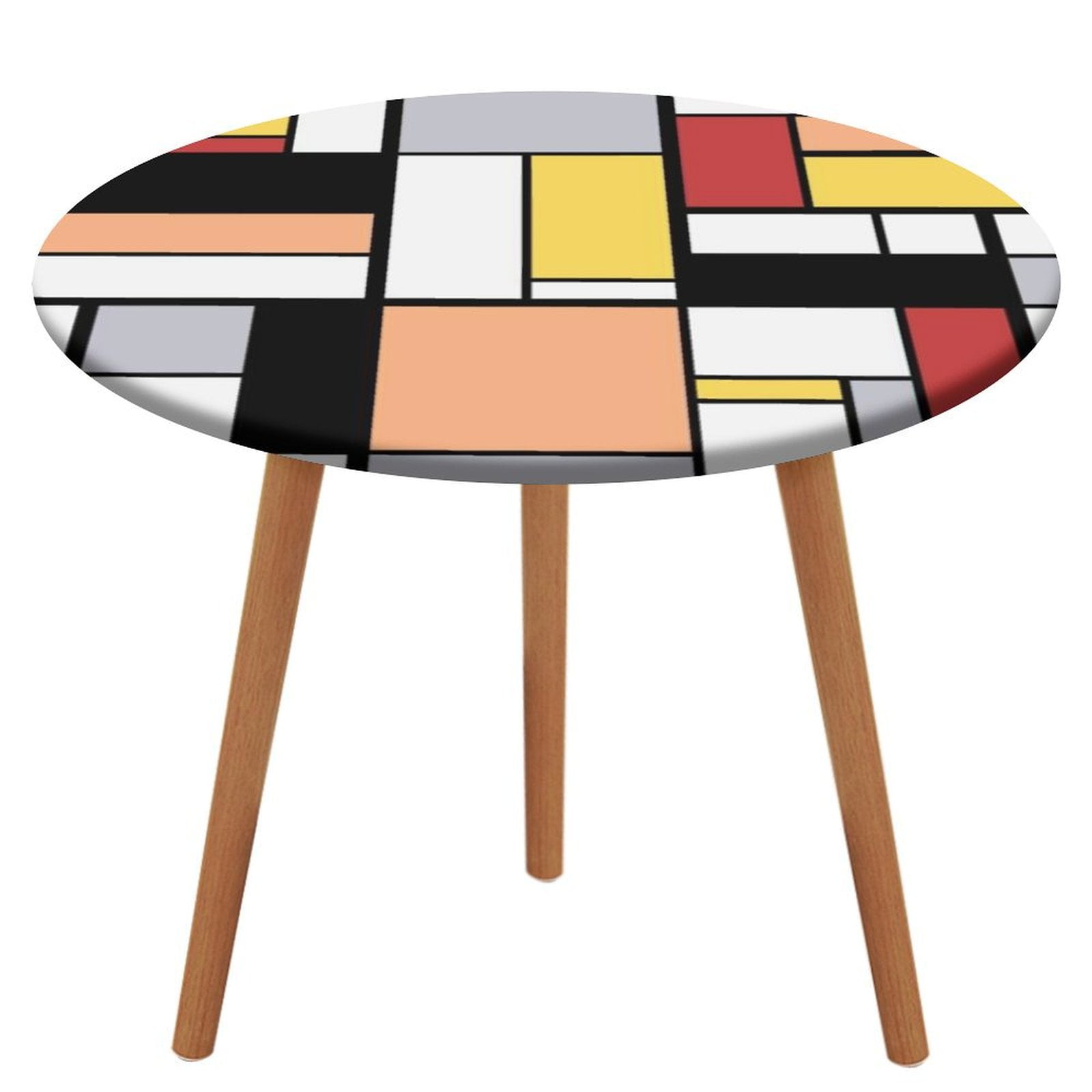 Abstract Color Block Pattern Round Tablecloth Waterproof Elastic Table ...