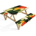 Abstract Color Block Picnic Table Cover with Bench Covers Colorful ...
