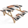 Abstract Color Block Picnic Table Cover with Bench Covers Modern Boho ...