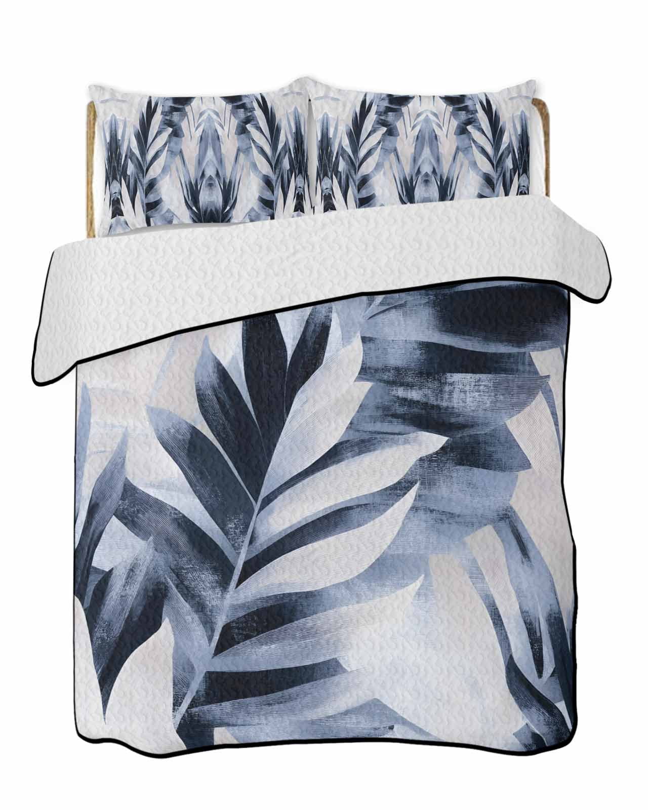 Abstract Color Block Quilts Bedding Set King Size BlueLeaf Tropical ...