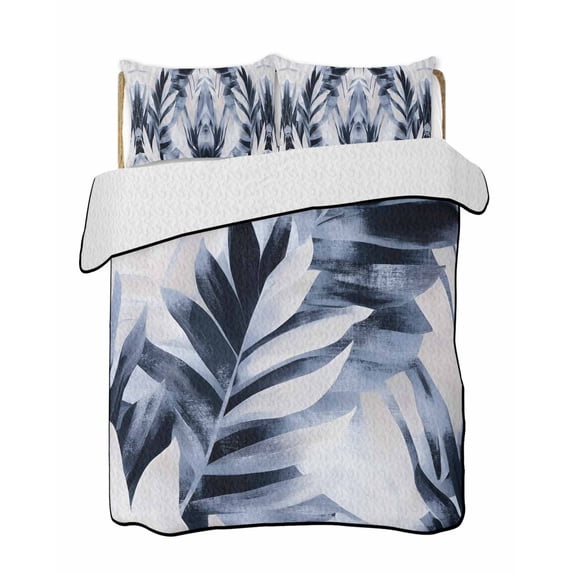 Abstract Color Block Quilts Bedding Set Twin Size BlueLeaf Tropical ...