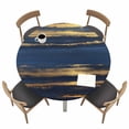 Abstract Color Block Round Fitted Tablecloth with Elastic Edge Gold ...