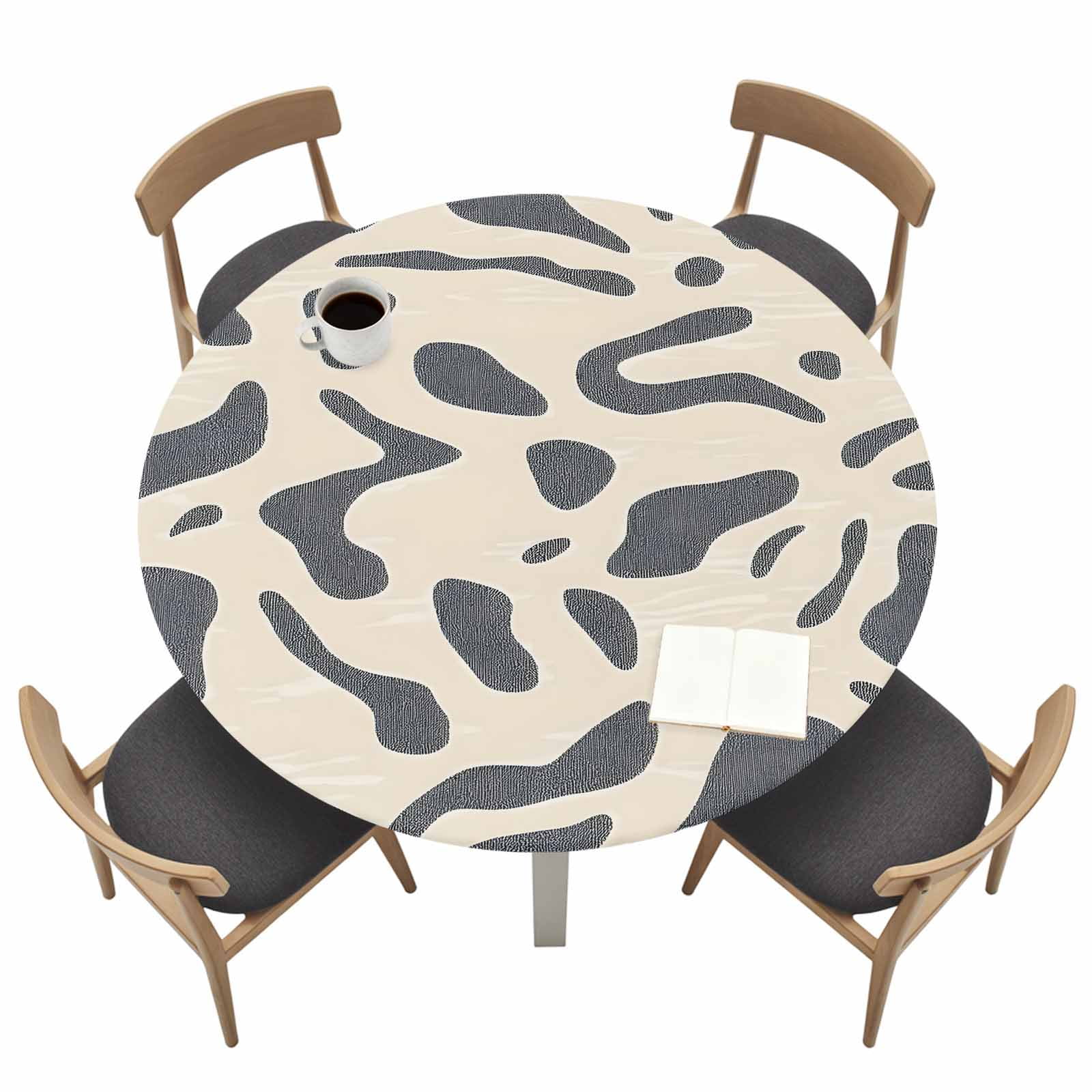 Abstract Color Block Round Fitted Tablecloth with Elastic Edge Modern ...
