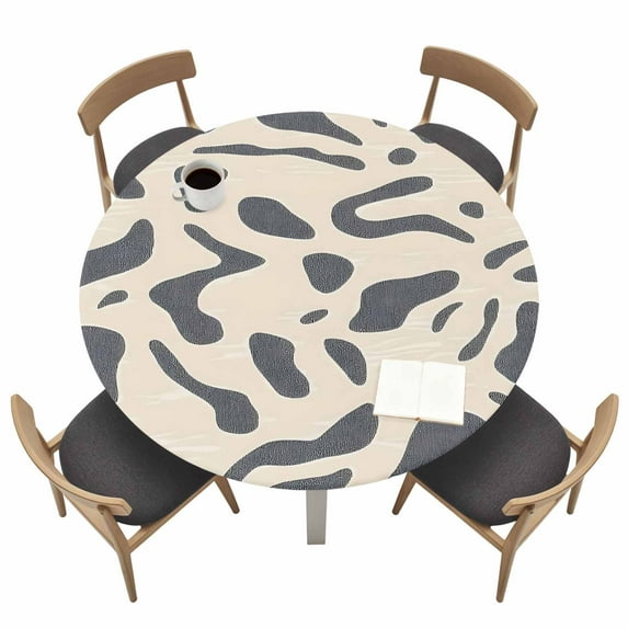 Abstract Color Block Round Fitted Tablecloth with Elastic Edge Modern ...