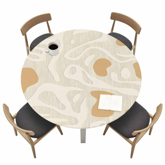 Abstract Color Block Round Fitted Tablecloth with Elastic Edge ...