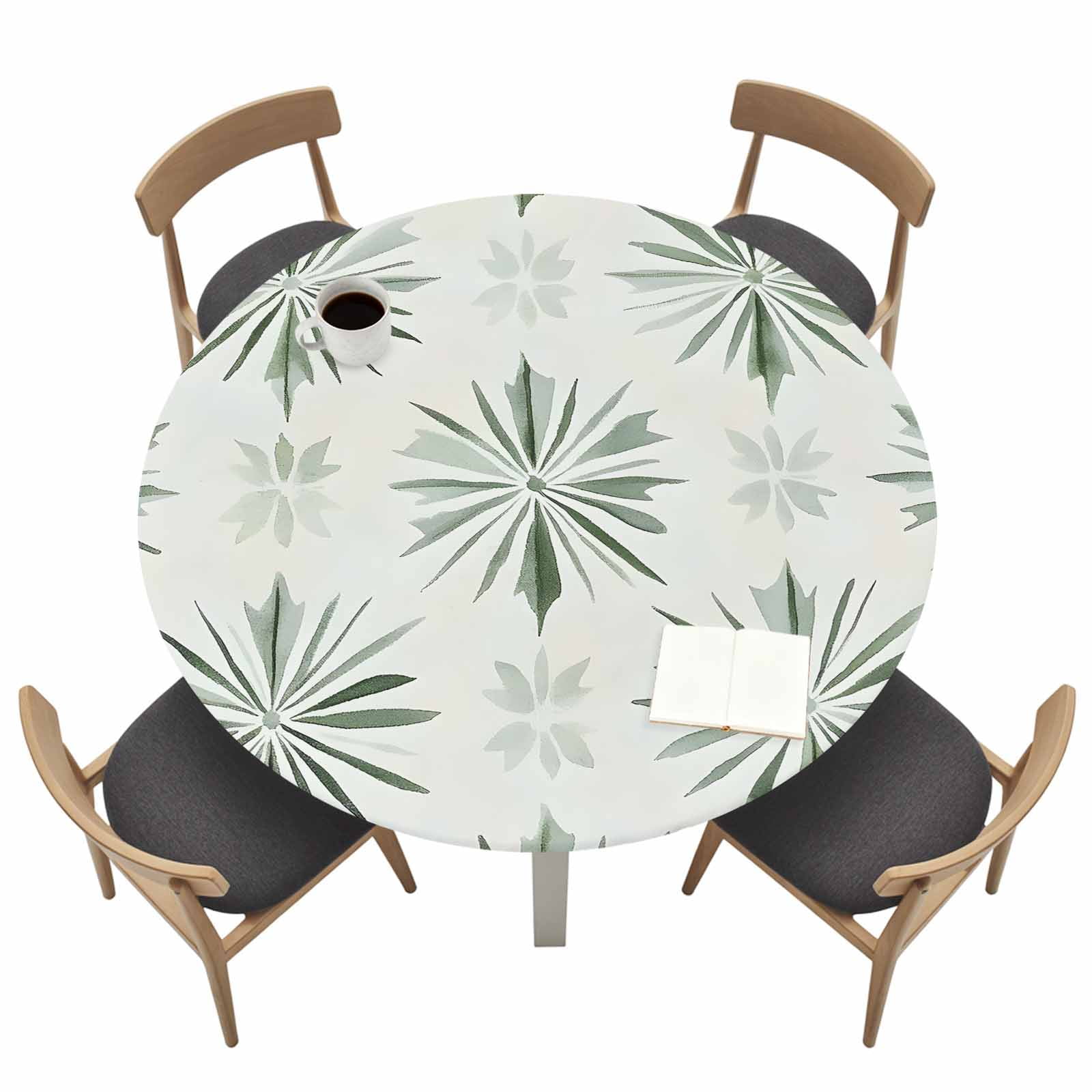Abstract Color Block Round Fitted Tablecloth with Elastic Edge Sage ...