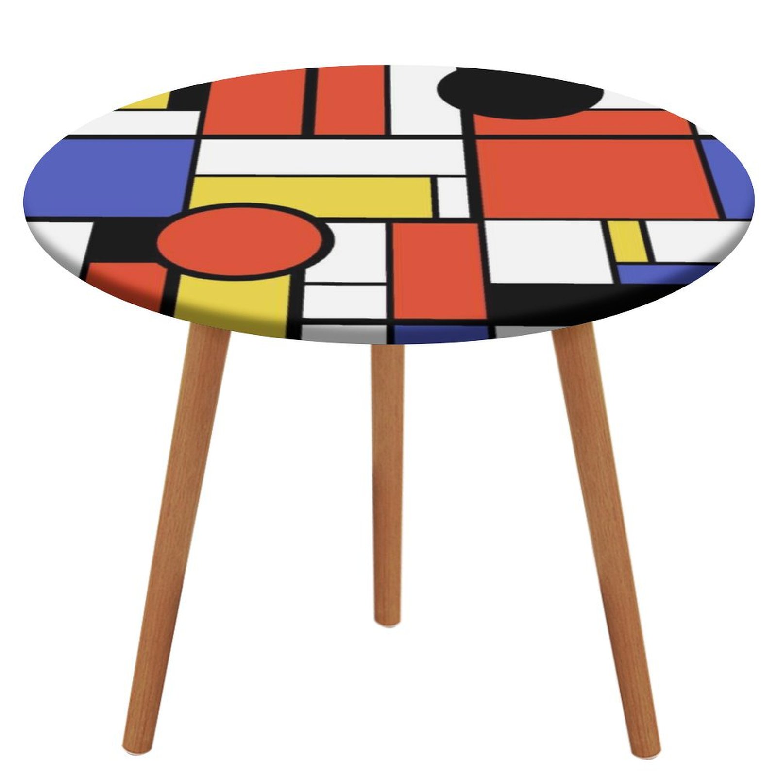 Abstract Color Block Round Fitted Tablecloth Elastic Table Cover ...
