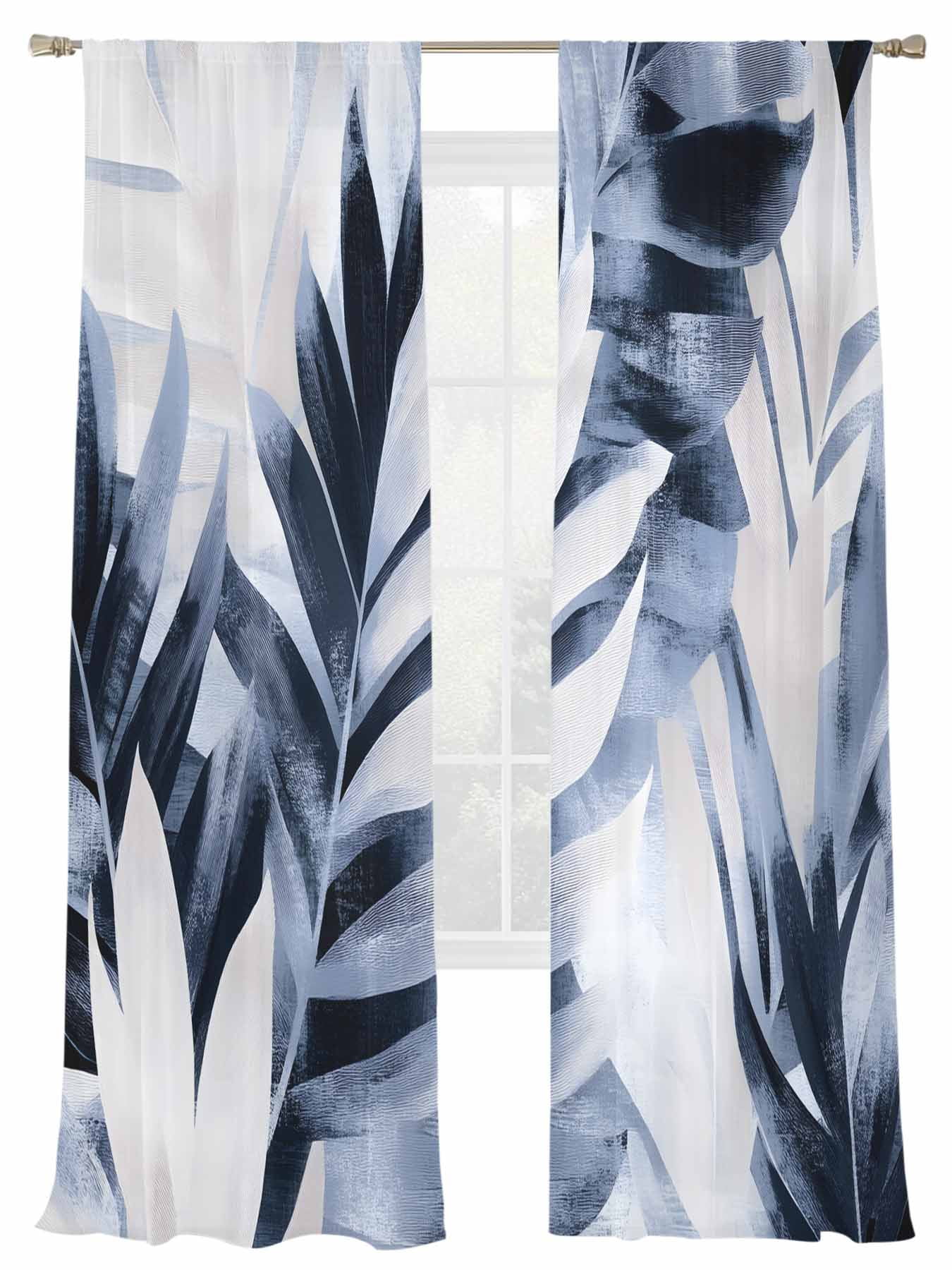 Abstract Color Block Sheer Curtains for Living Room Bedroom, Light ...