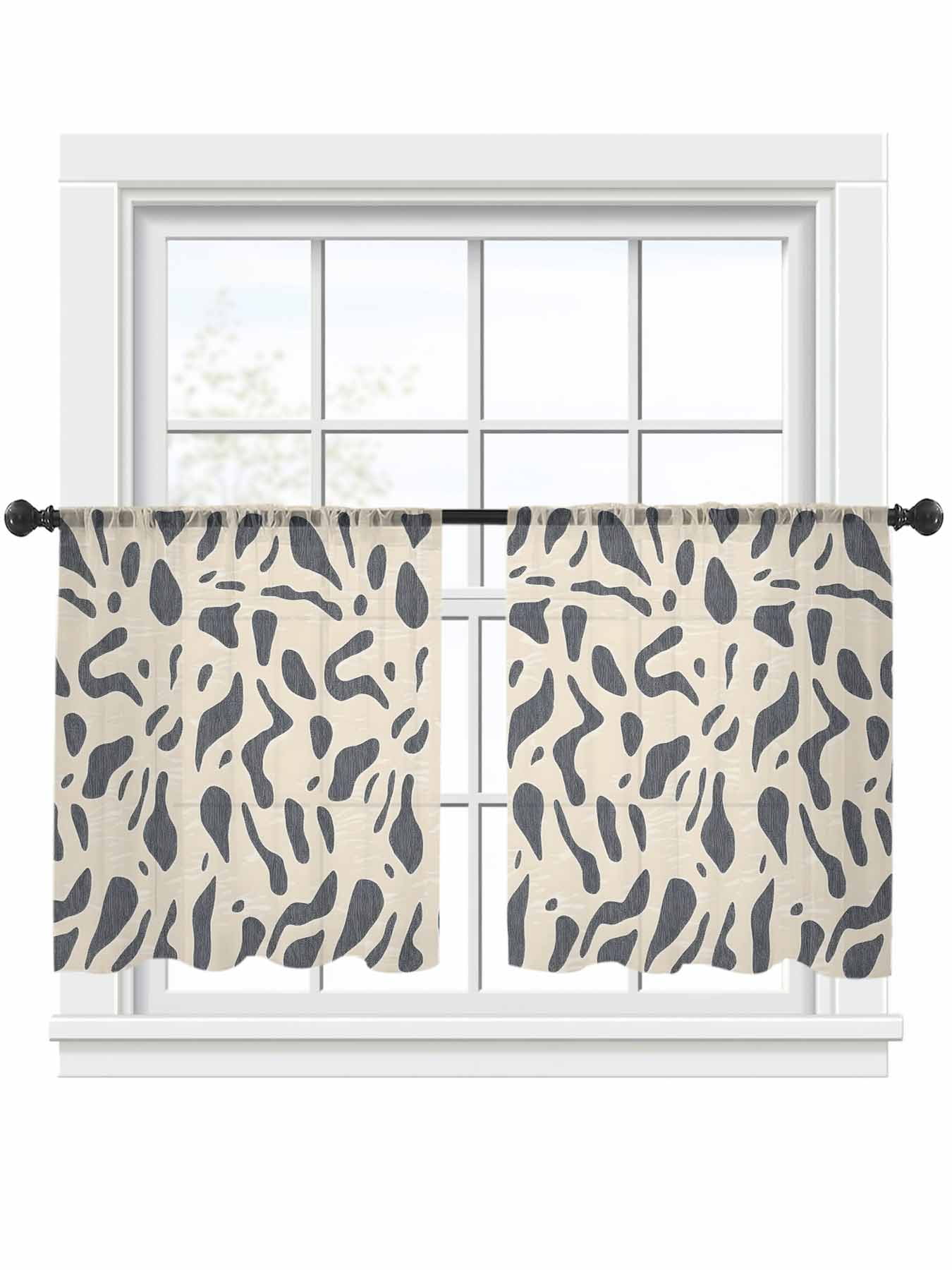 Abstract Color Block Sheer Curtains for Living Room Bedroom, Light ...